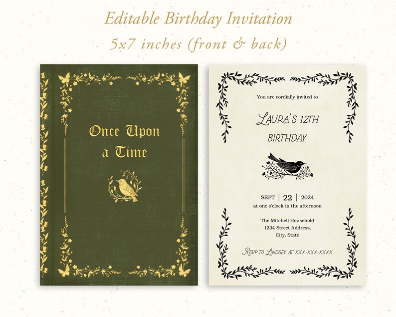 Fairytale Birthday Invitation Template, Book, Enchanted Forest ...