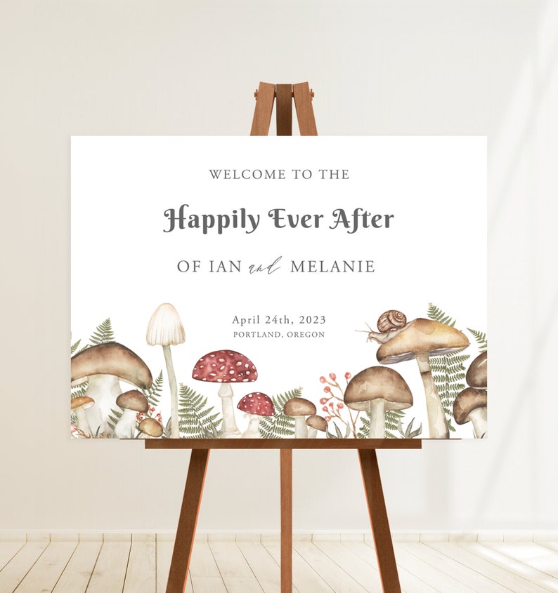 Forest Mushroom Welcome Sign Template, Botanical Mushroom Welcome Sign ...