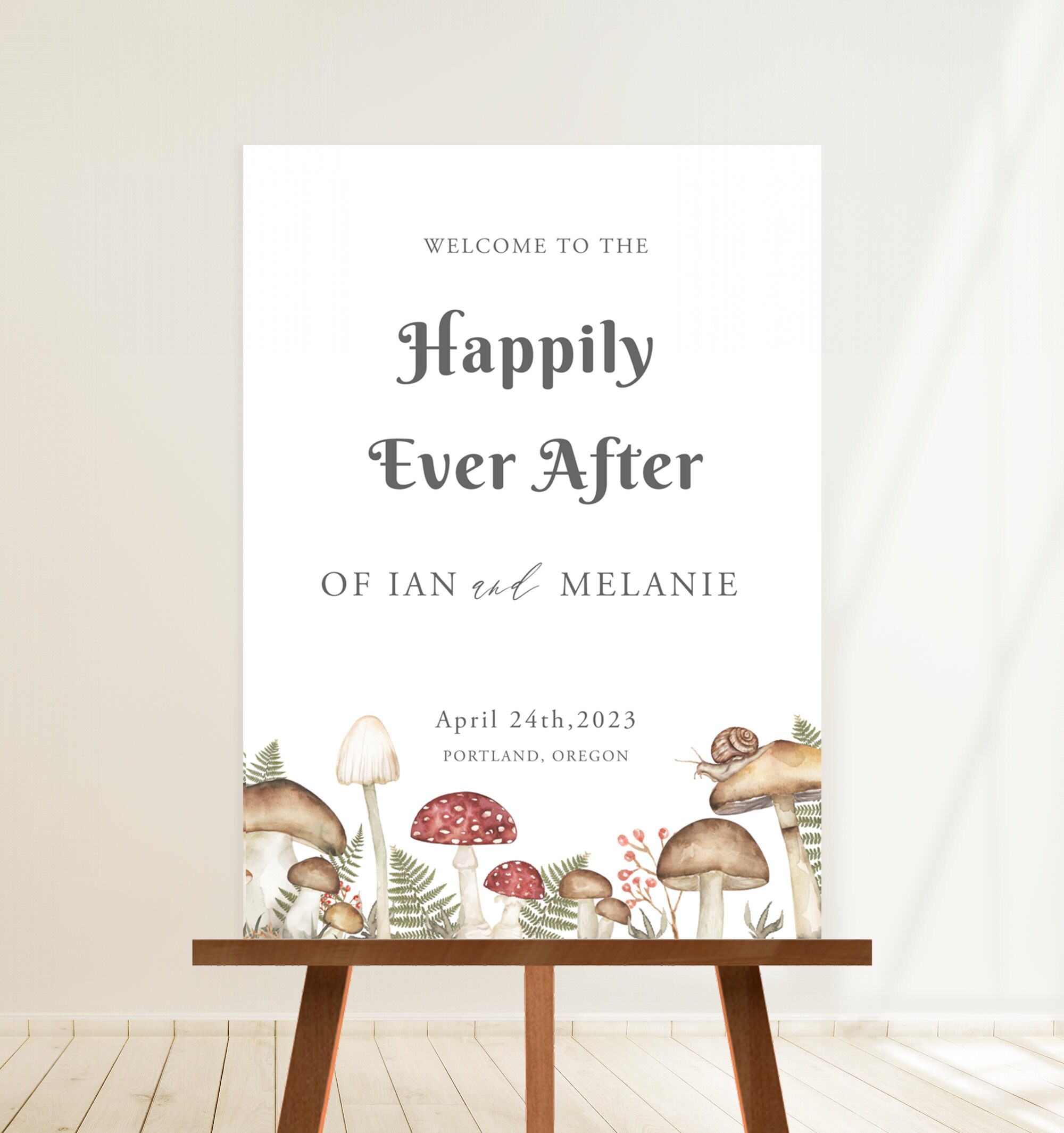 Forest Mushroom Welcome Sign Template Botanical Mushroom - Etsy