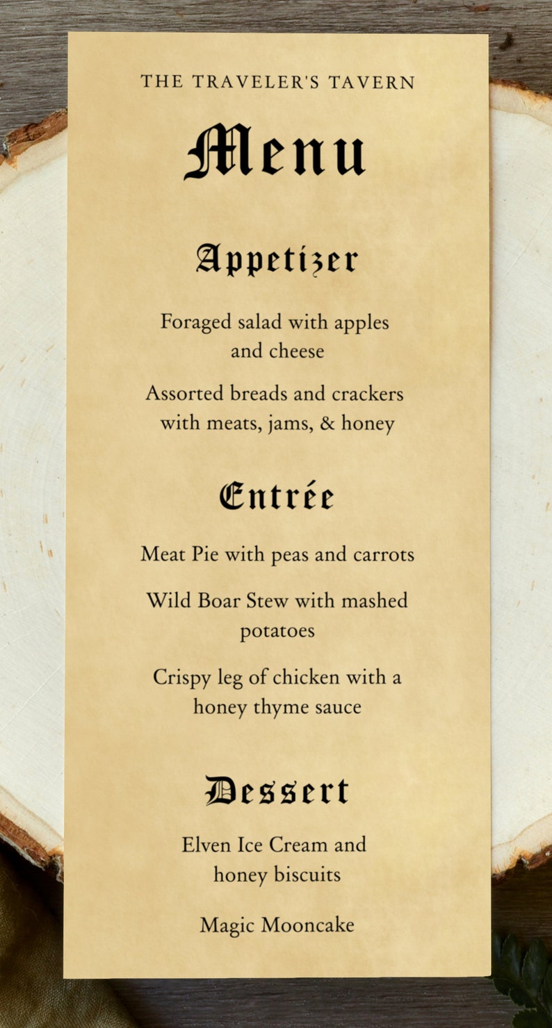 Fantasy Tavern Menu Template Old Time Tavern Inn Paper - Etsy