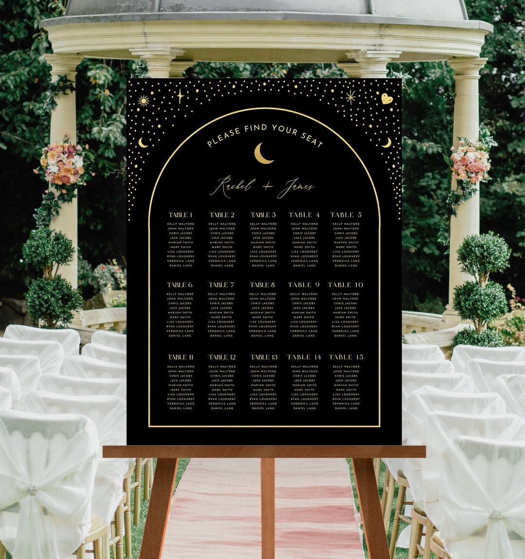 Celestial Arch Wedding Seating Chart Template 18x24, Magical Whimsical ...
