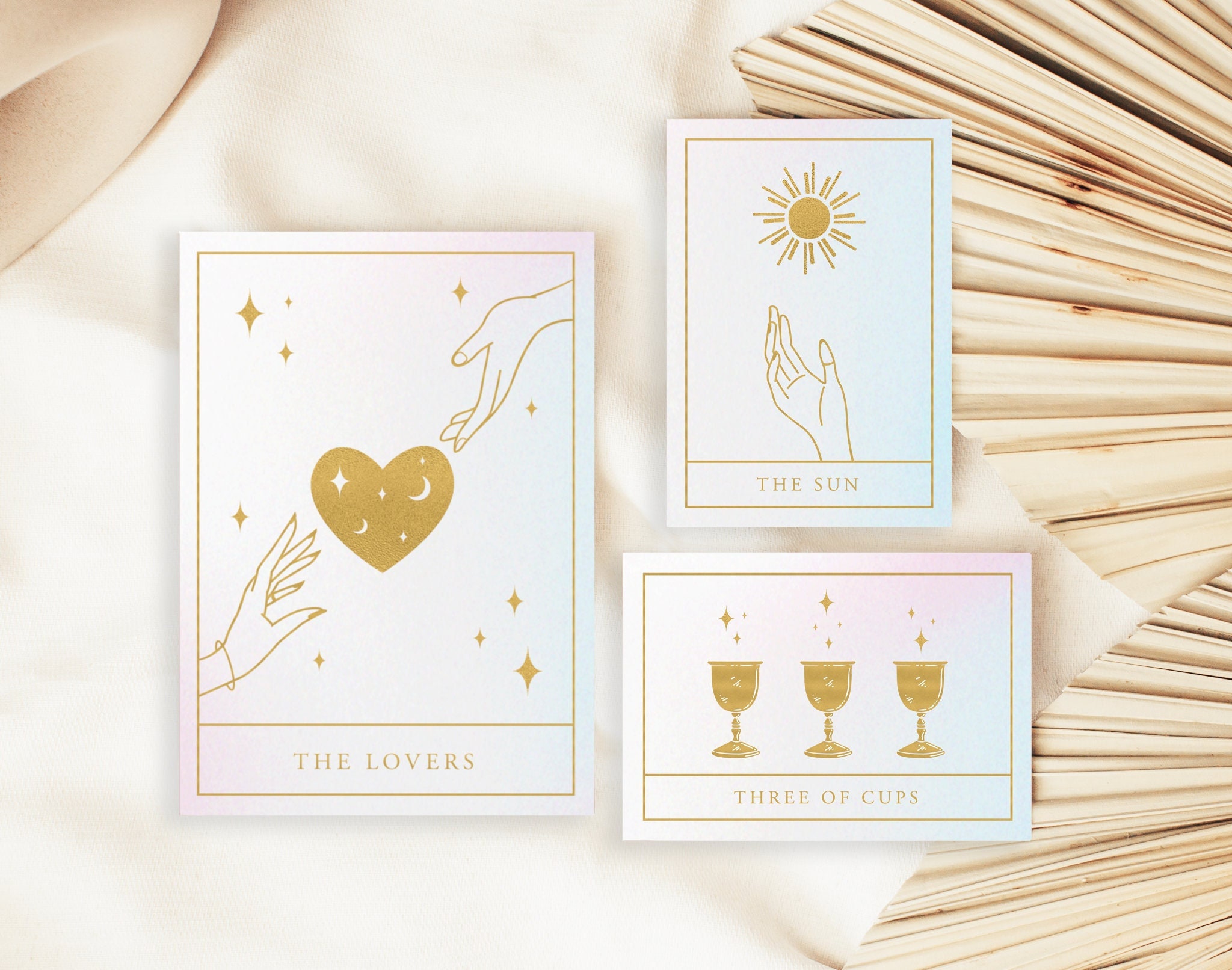 Tarot Wedding Invitation Suite Template, Pearlescent Mystical Pastel ...