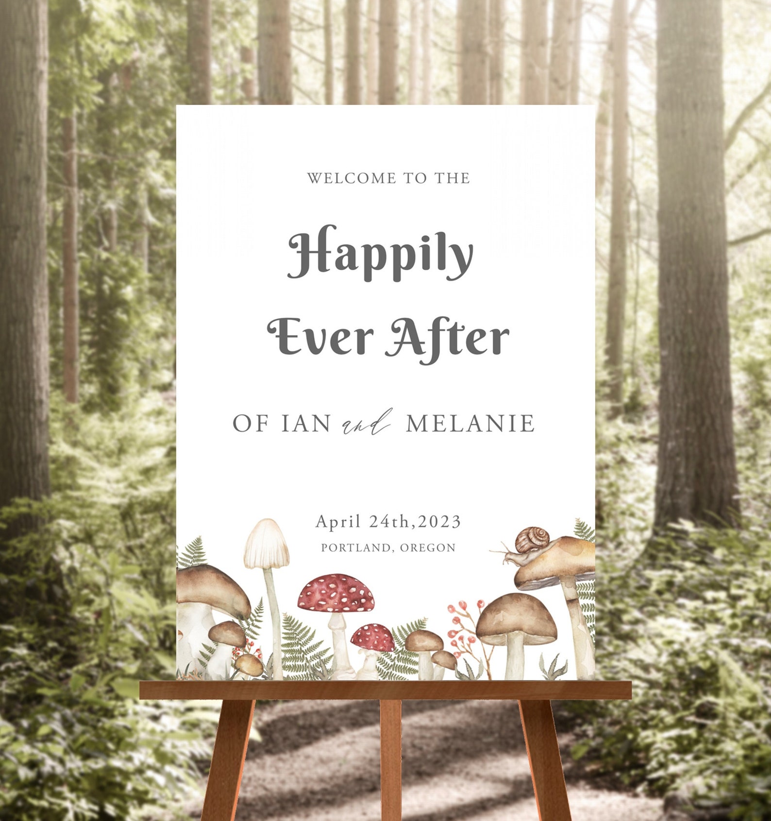 Forest Mushroom Welcome Sign Template Botanical Mushroom - Etsy
