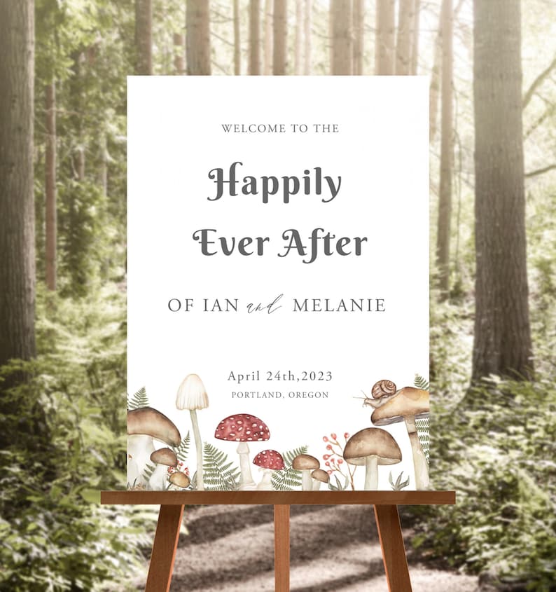 Forest Mushroom Welcome Sign Template Botanical Mushroom - Etsy
