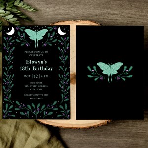 Luna Moth Fantasy Birthday Invitation Template, Fairytale Knightcore ...