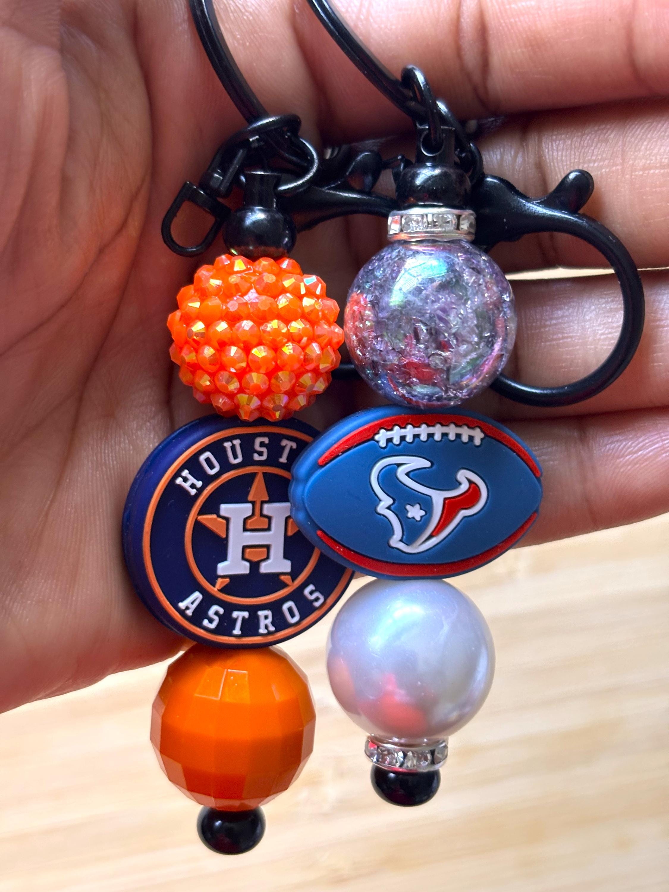 Baseball / Football Team Keychain Gem | Texans-inspired Silicone Beaded ...