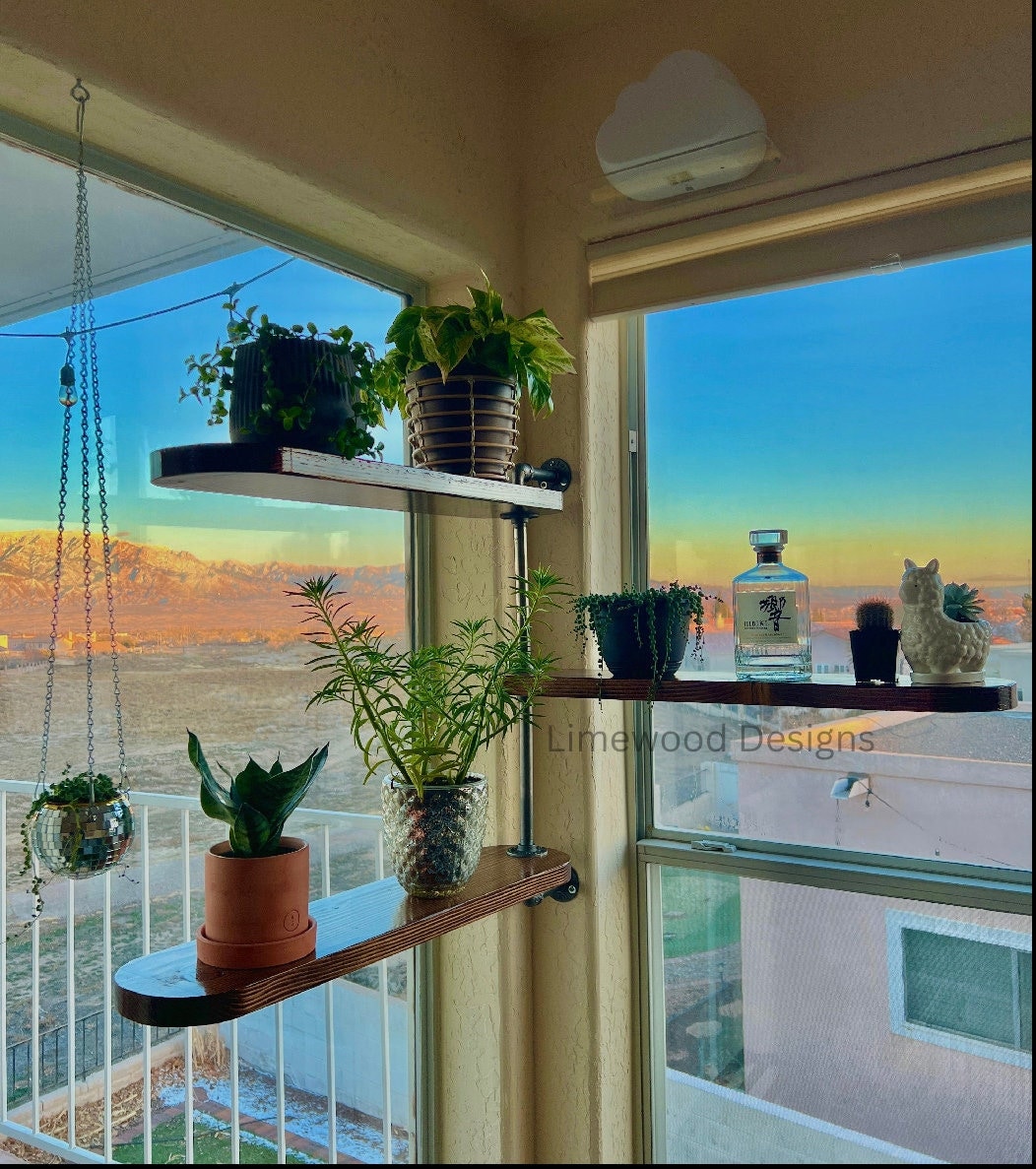 Three Tier Swivel Shelf With Drip Groove for Window or Wall, Industrial ...