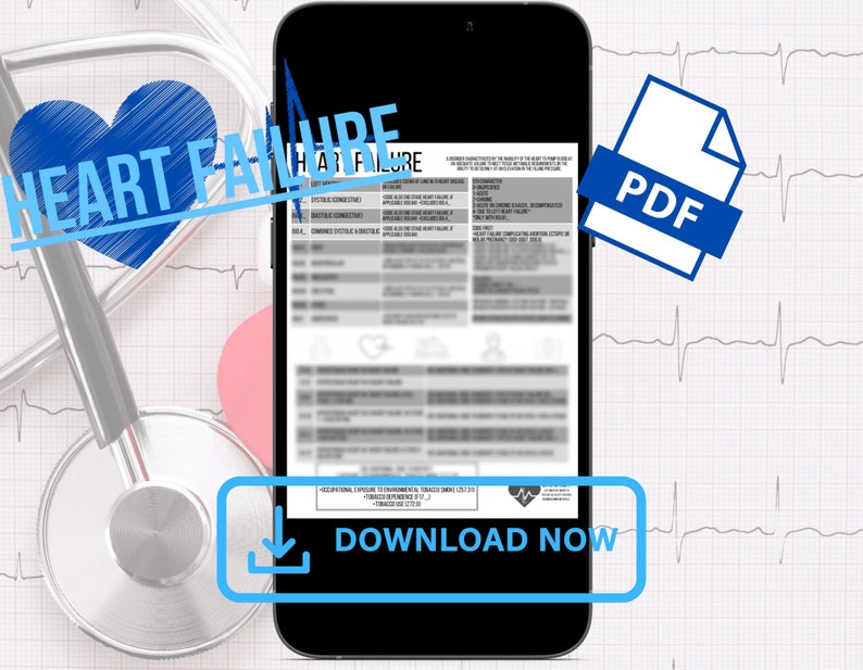 Medical Coding Heart Failure CHF ICD-10 Quick Reference Cheat Sheet ...