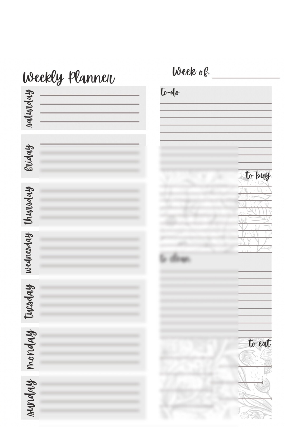 Weekly Planner Printable PDF - Etsy