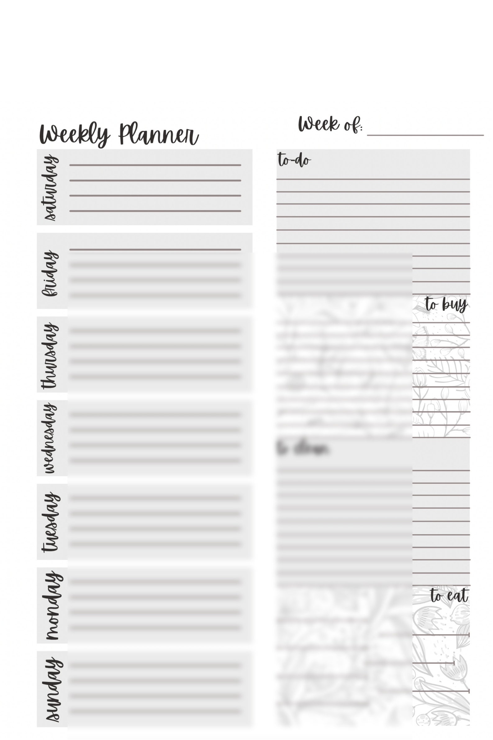 Weekly Planner Printable PDF - Etsy