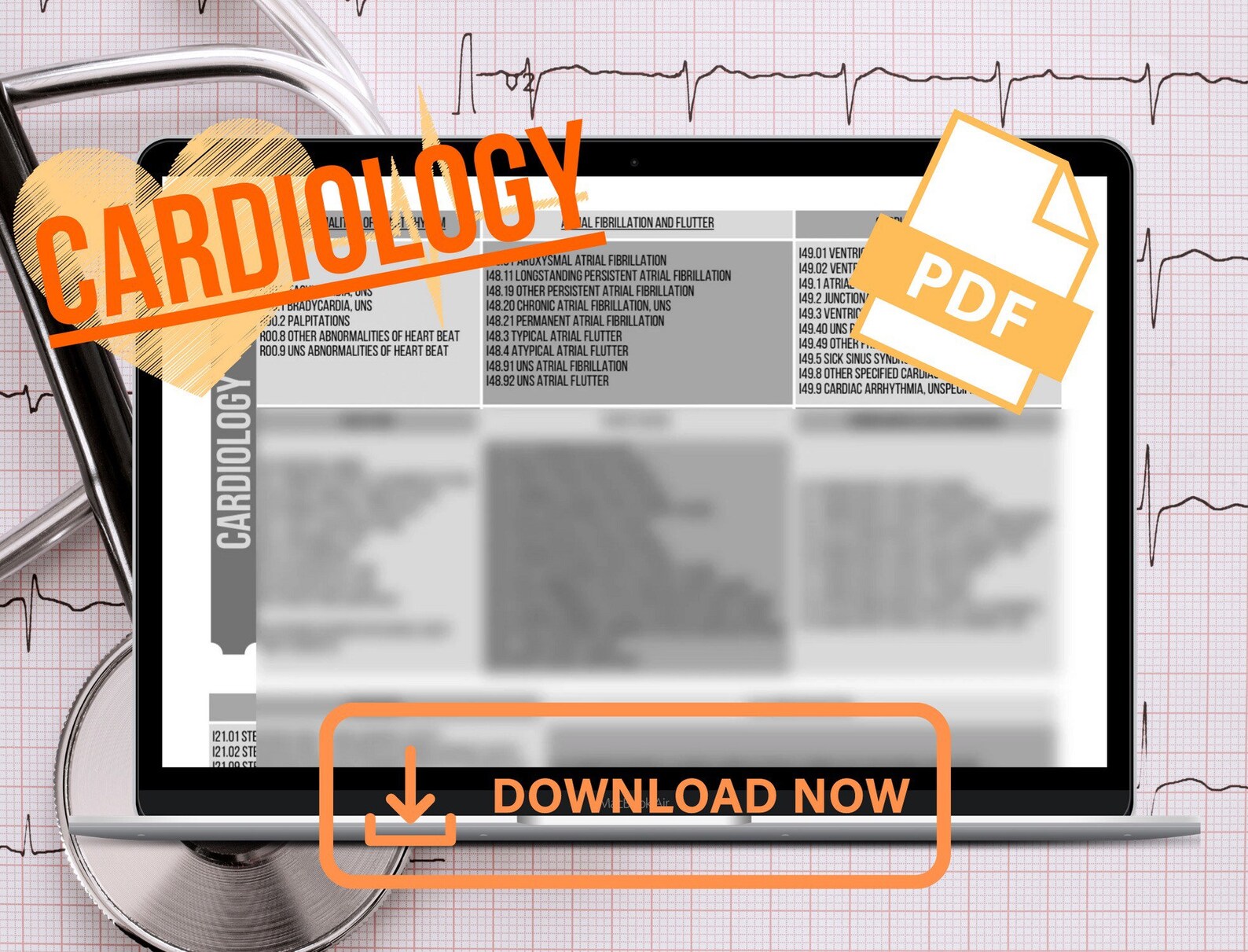 Medical Coding Cardiology ICD-10 Quick Reference Cheat Sheet Codes List ...
