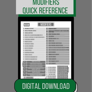 Medical Coding Modifier CPT Quick Reference Cheat Sheet Codes List - Etsy
