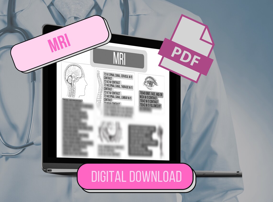 Medical Coding MRI CPT Quick Reference Cheat Sheet Codes List - Etsy