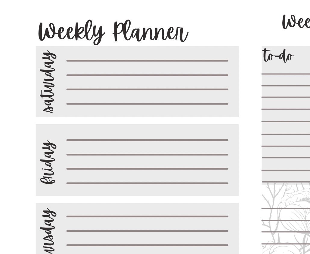 Weekly Planner Printable PDF - Etsy