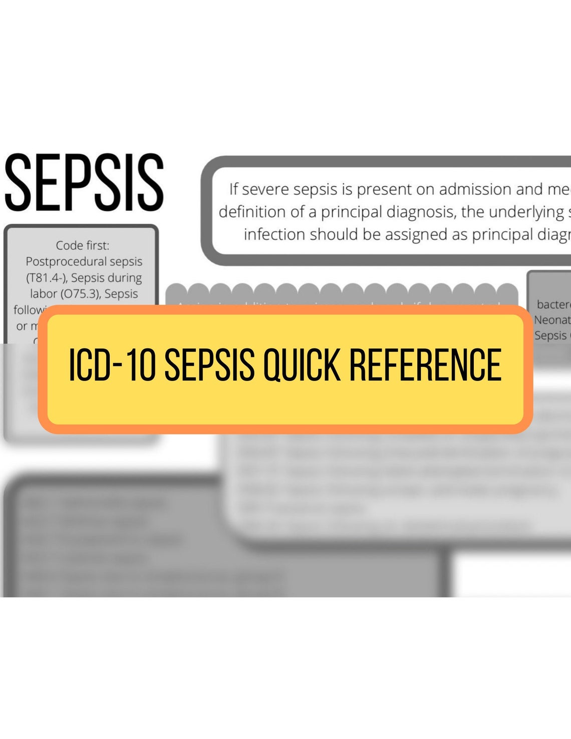 Medical Coding Sepsis ICD-10 Quick Reference Cheat Sheet Codes List - Etsy