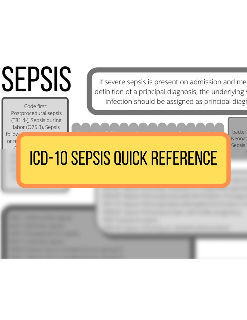 Medical Coding Sepsis ICD-10 Quick Reference Cheat Sheet Codes List - Etsy