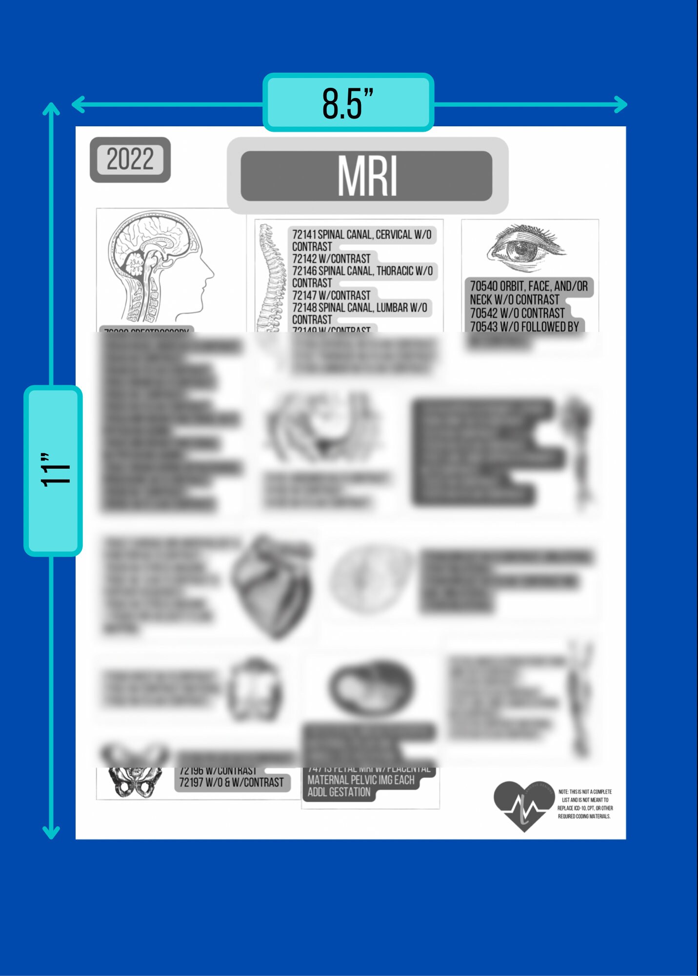 Medical Coding MRI CPT Quick Reference Cheat Sheet Codes List - Etsy