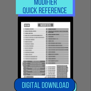 Medical Coding Modifier CPT Quick Reference Cheat Sheet Codes List - Etsy