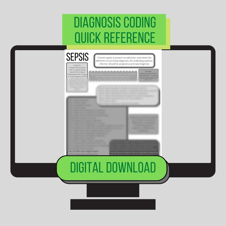 Medical Coding Sepsis ICD-10 Quick Reference Cheat Sheet Codes List - Etsy