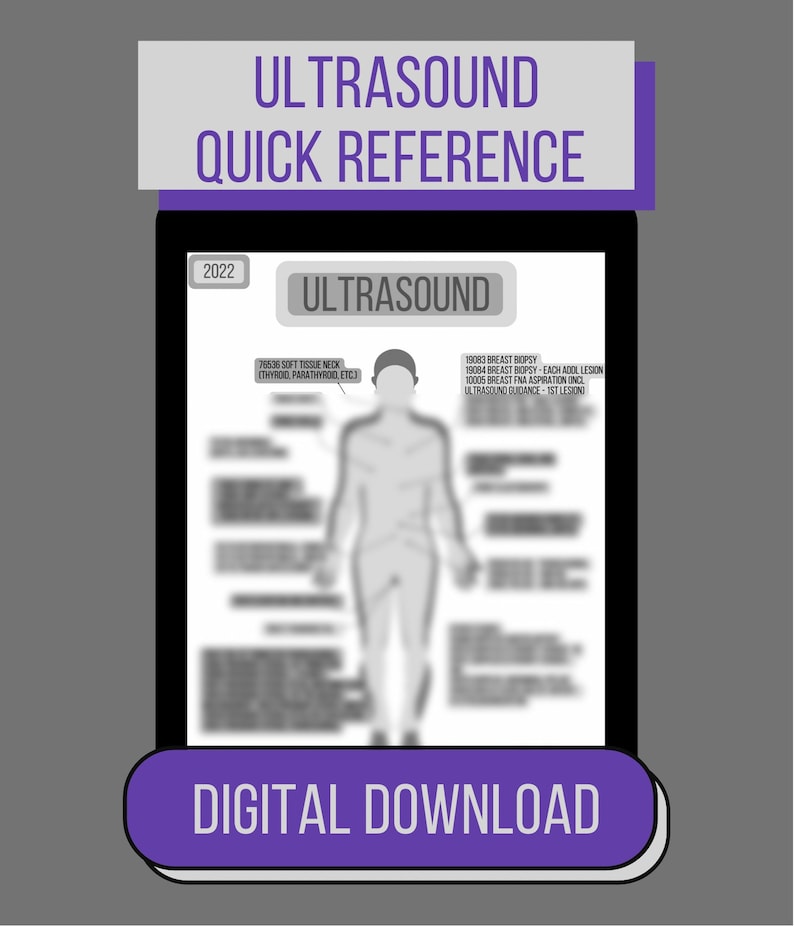 Ultrasound Medical Coding ICD-10 CPT Quick Reference Cheat Sheet Codes ...