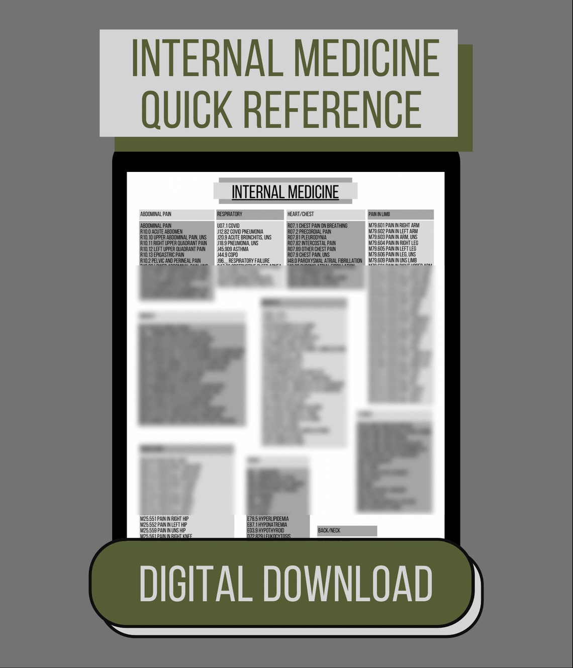 Common Code Internal Medicine Medical Coding ICD-10 CPT Quick | Etsy