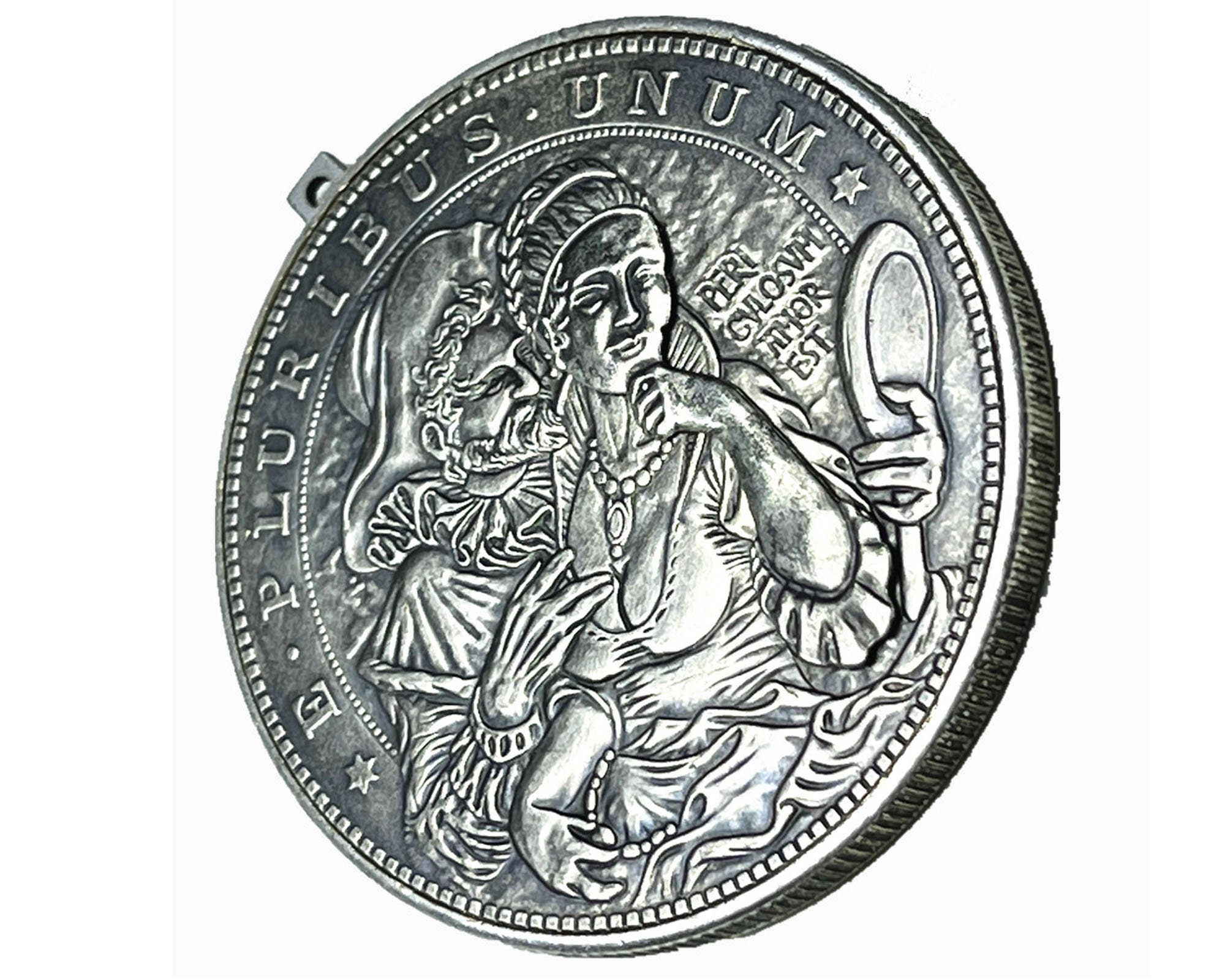 Rare USA Movable Mechanical Coin Handcrafted Girl Mask Challenge Type ...