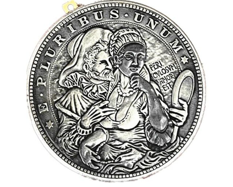 Rare USA Movable Mechanical Coin Handcrafted Girl Mask Challenge Type ...