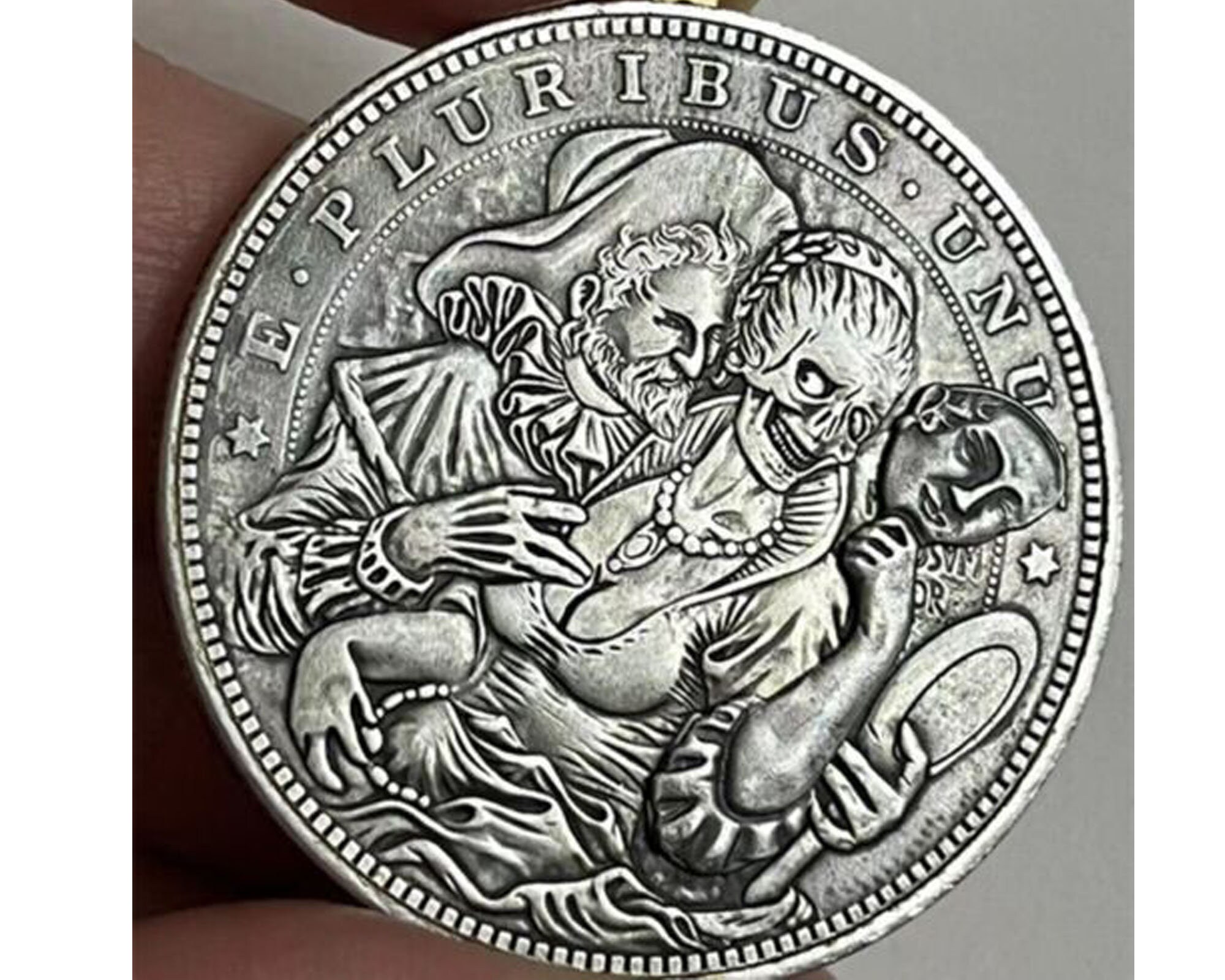 Rare USA Movable Mechanical Coin Handcrafted Girl Mask Challenge Type ...