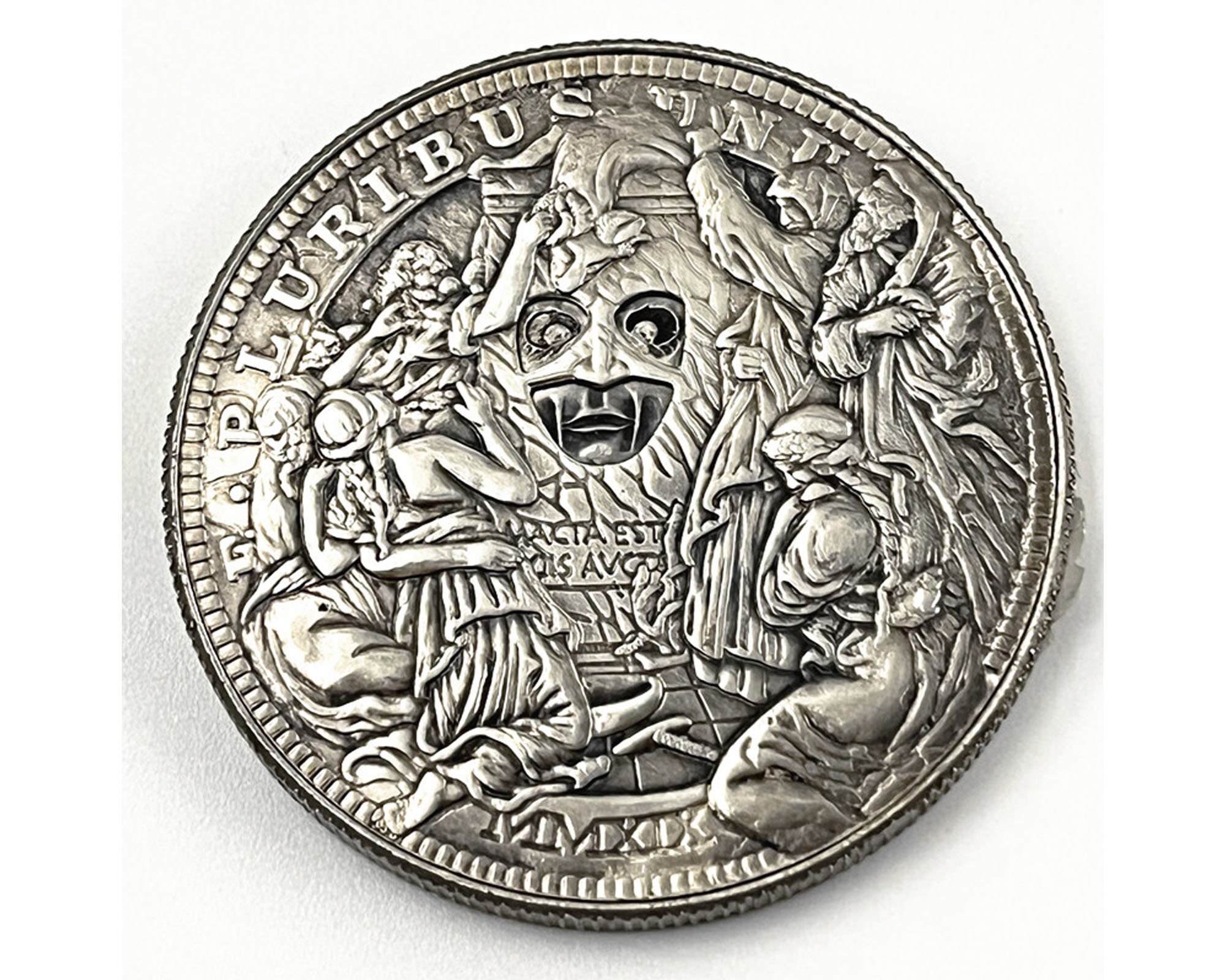 Rare USA Movable Faces Mechanical Coin Handcrafted Challenge Type Roman ...