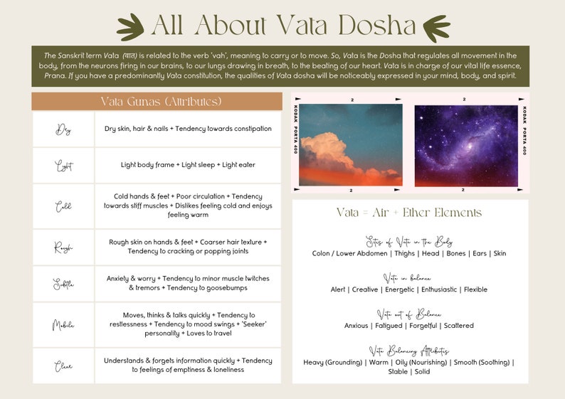 All About Vata Dosha | Vata Dosha Information Sheet | for Ayurvedic ...