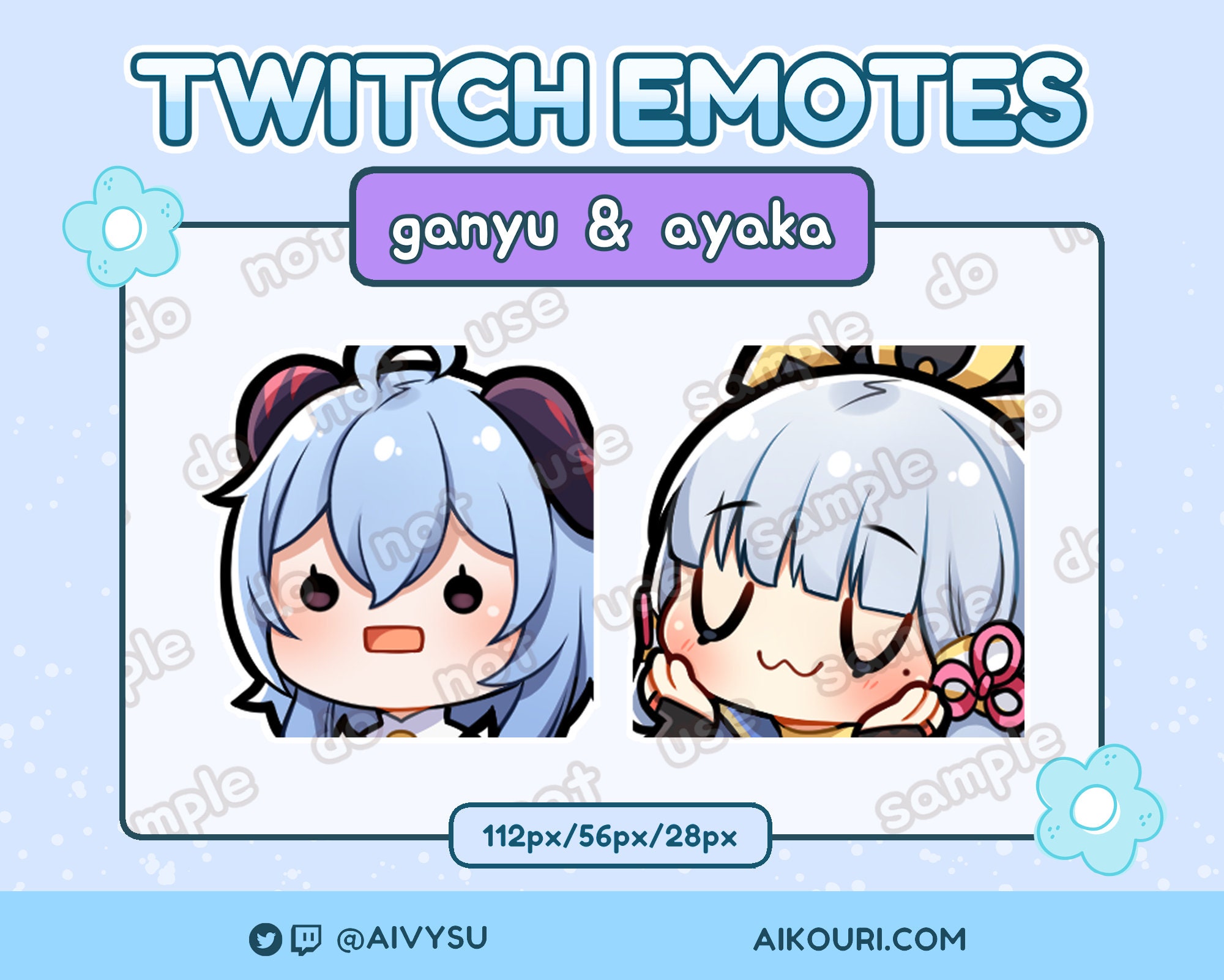Genshin Impact Ganyu & Ayaka Emotes - Twitch/discord - Etsy New Zealand