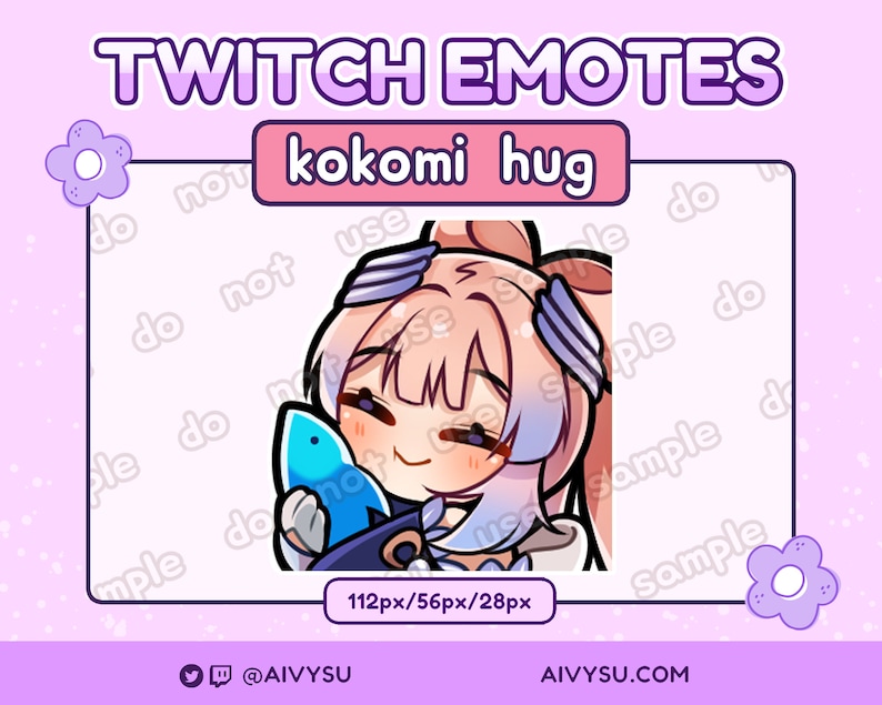 Genshin Impact Kokomi Hug Emote Twitch/discord - Etsy