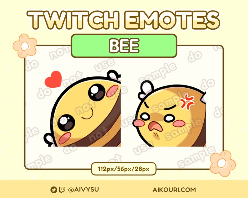 Cute Bee Emotes - Twitch/discord - Etsy