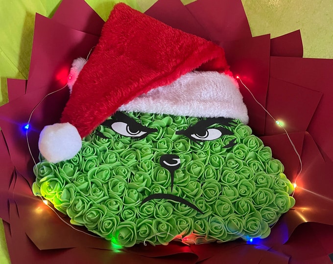 Grinch Rose Bouquet | Christmas Grinch Rose Bouquet - Etsy