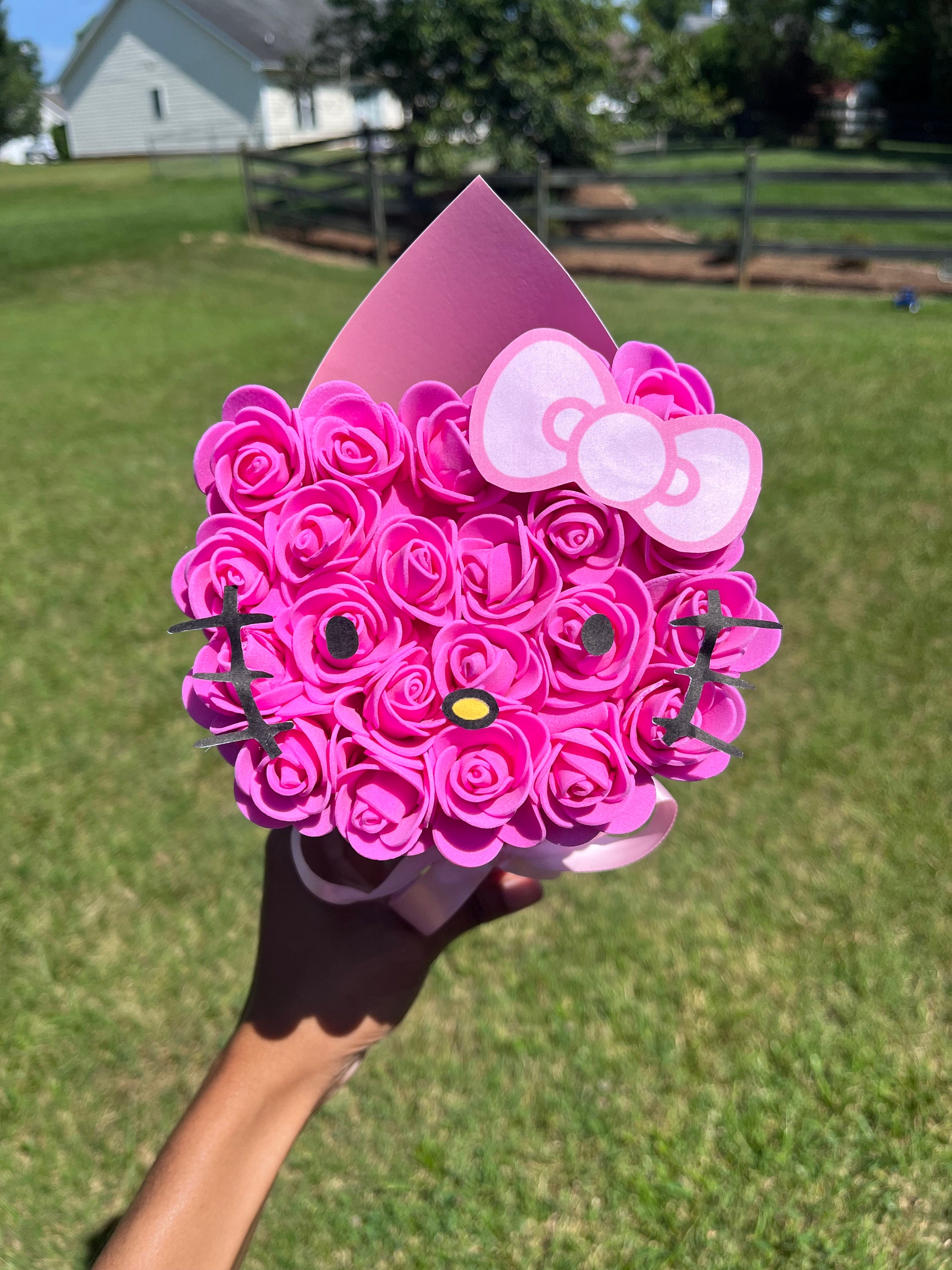 Pink Kitty Rose Bouquet - Etsy