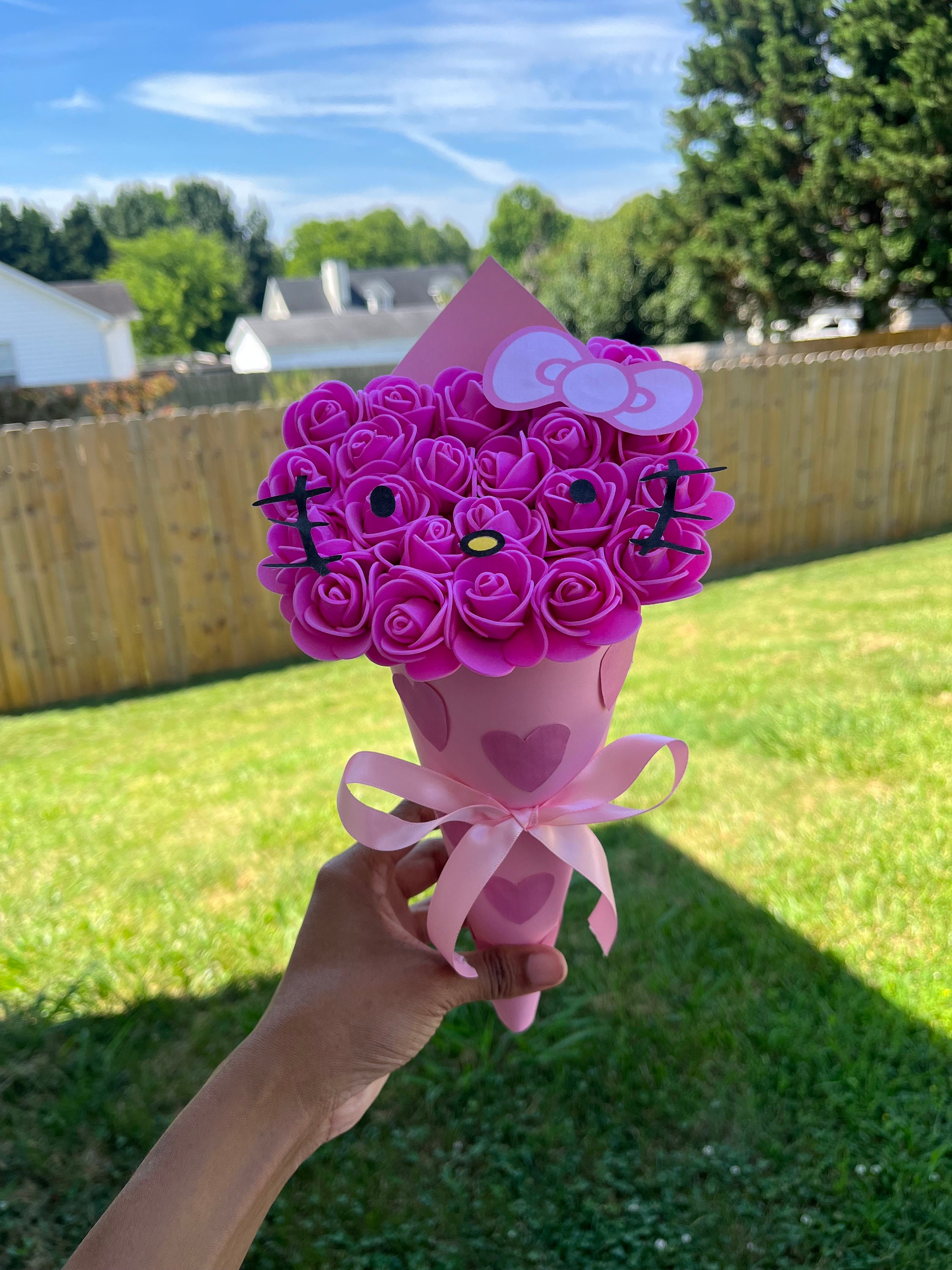 Pink Kitty Rose Bouquet - Etsy