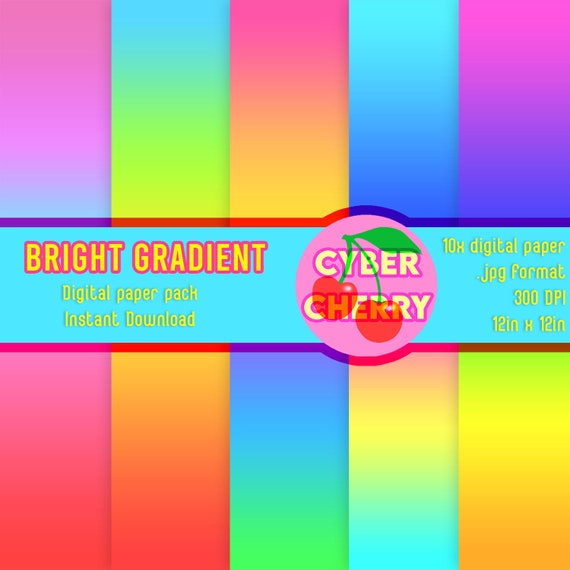 Bright Gradient Digital Paper Pack Background Scrapbook - Etsy