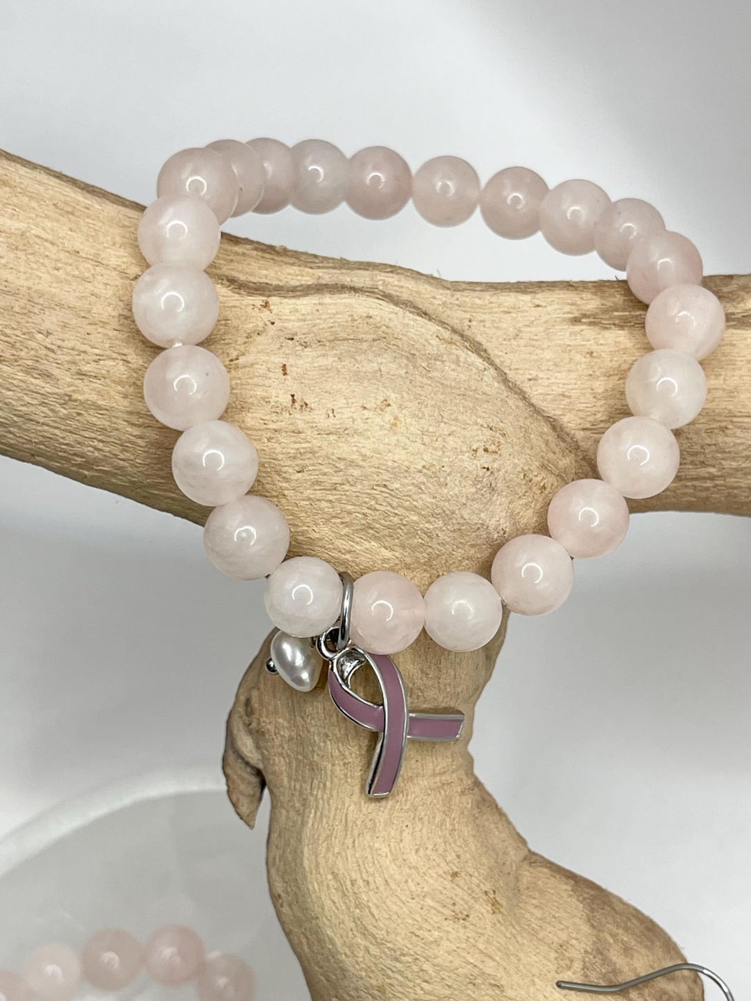 Breast Cancer Awareness Bracelet, Rose Quartz Beaded Bracelet, Bracelet ...