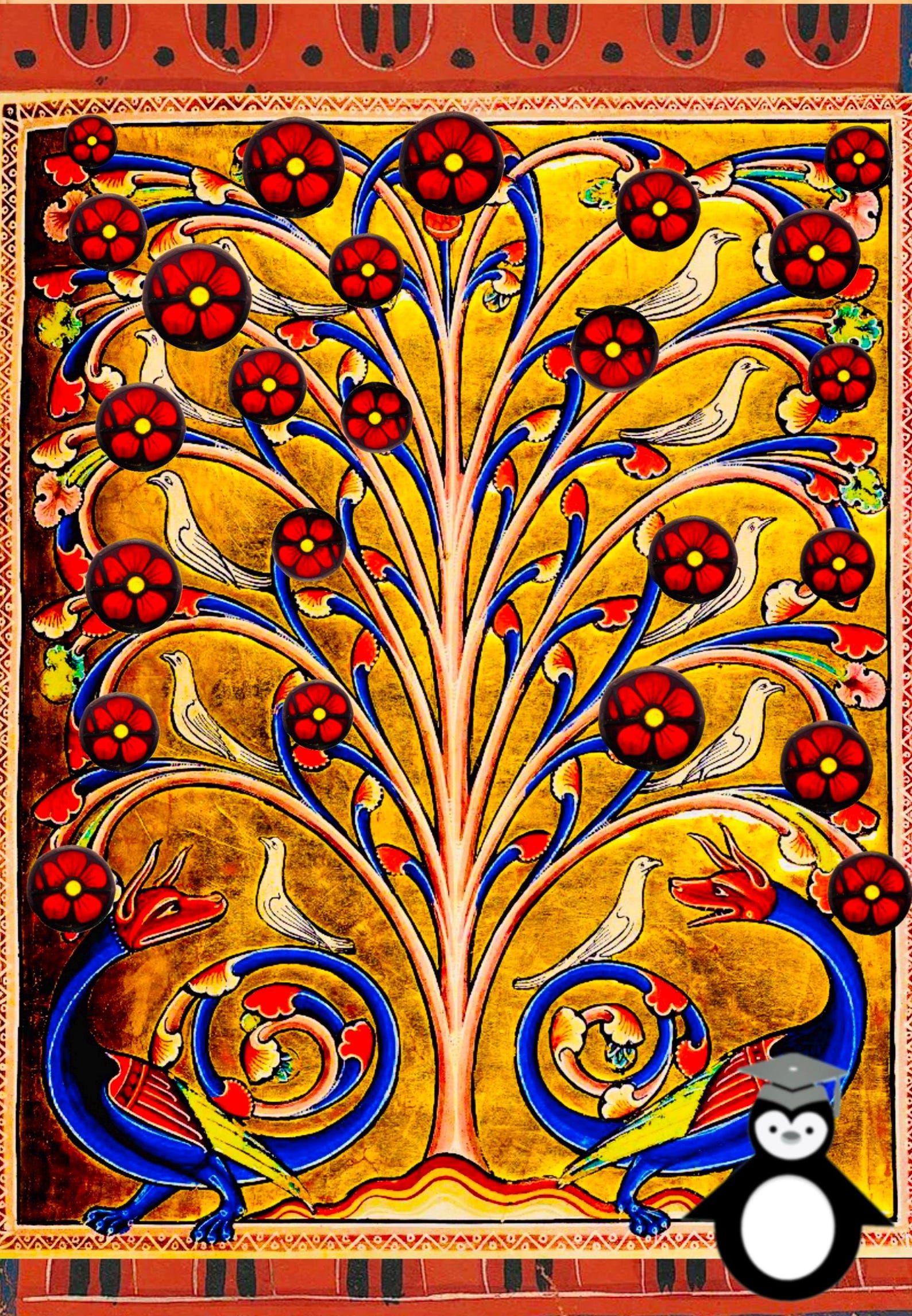 Medieval Tree of Life Card: Restored Illuminated Manuscript (digital ...