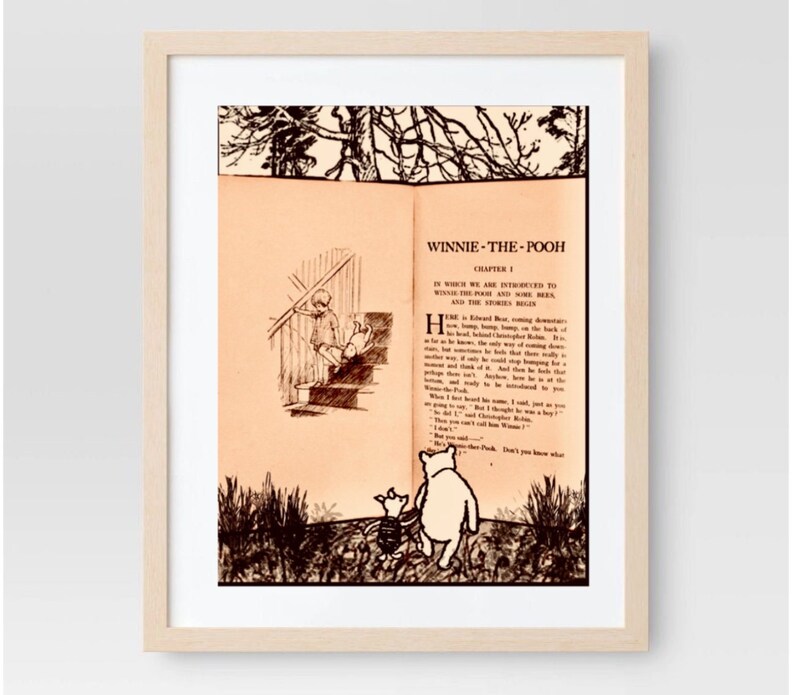 Winnie the Pooh and Piglet Open Book Digital Print Walking Into First ...