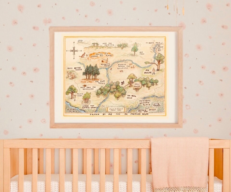 Winnie the Pooh Colorized Original Map Print digitally Enhanced From ...