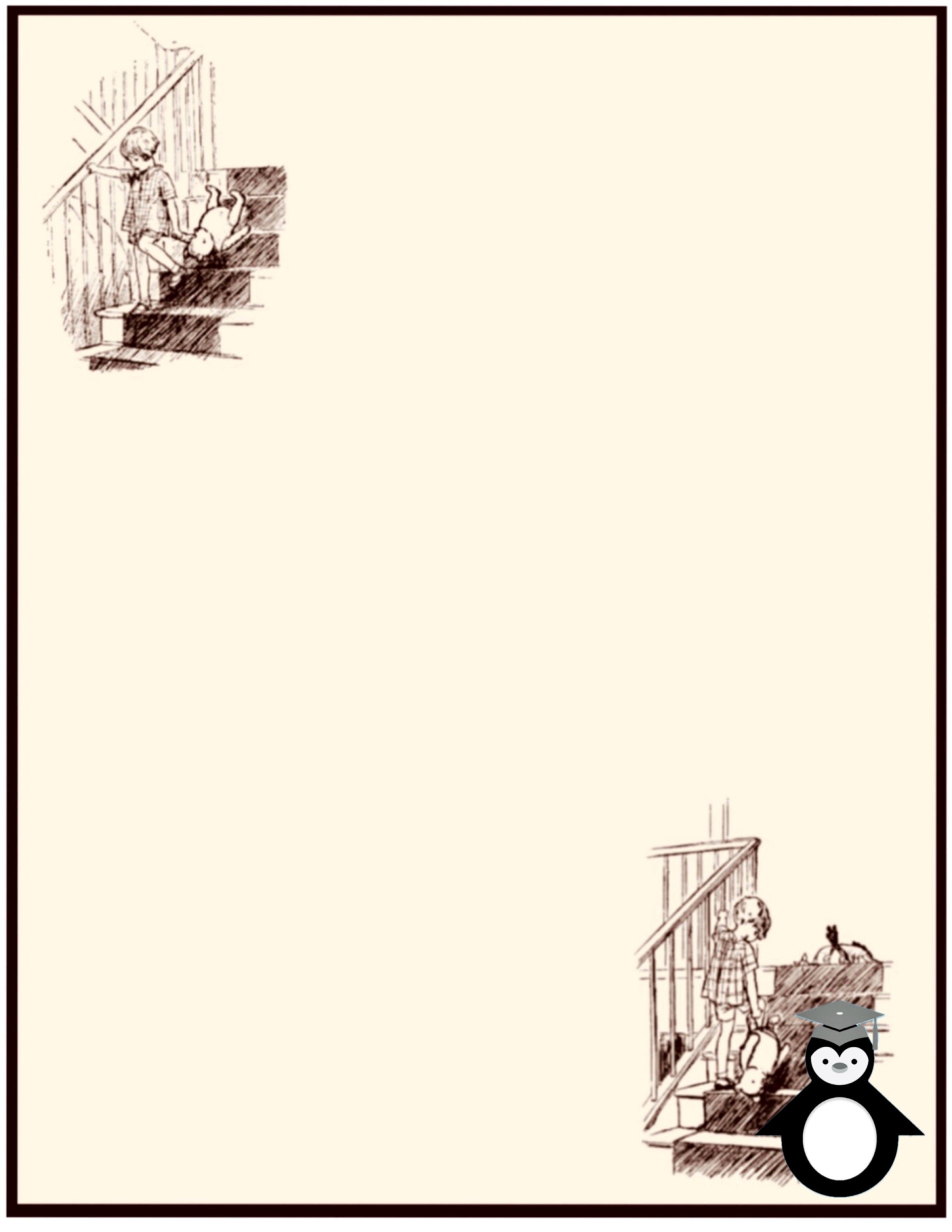 Set of 5 Winnie the Pooh Stationery Set Pages Made From Drawings in ...