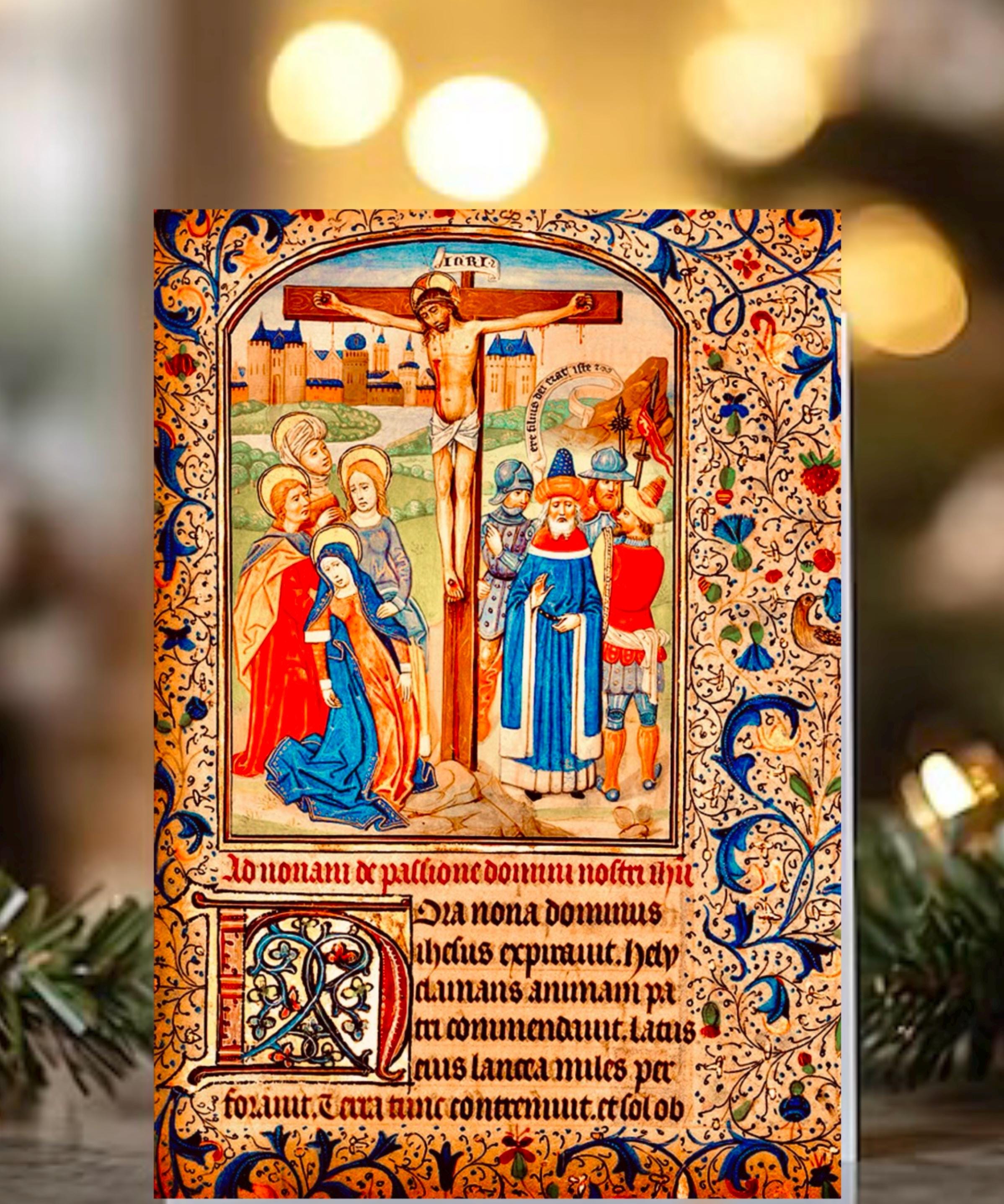 Digital Medieval Easter Crucifixion Blank Card | Illuminated Manuscript ...
