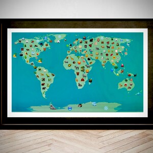 Emoji World Map Print: Printable Wall Art (digital Download) - Etsy