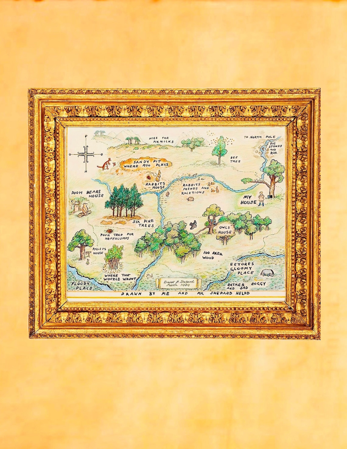 Winnie the Pooh Colorized Original Map Print digitally Enhanced From ...
