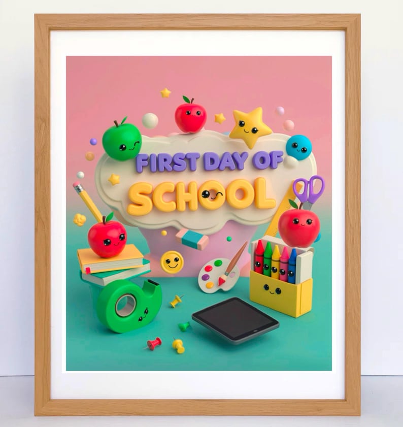 Printable Kawaii First Day of School Cute Sign, Back to School Photo ...