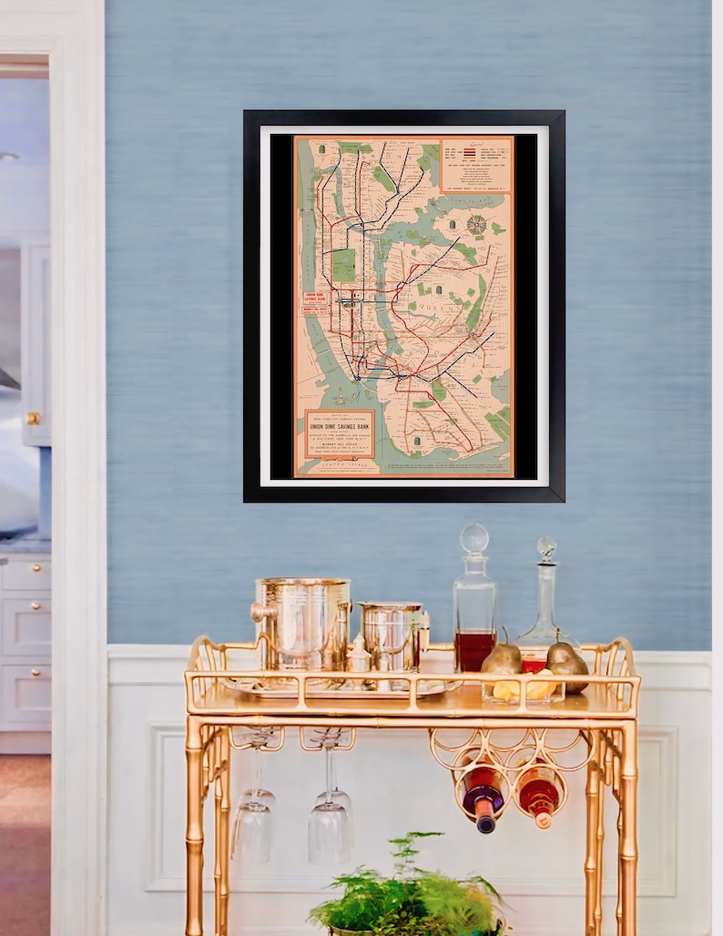 Vintage New York City Subway Map Digital Print Poster — Digitally ...