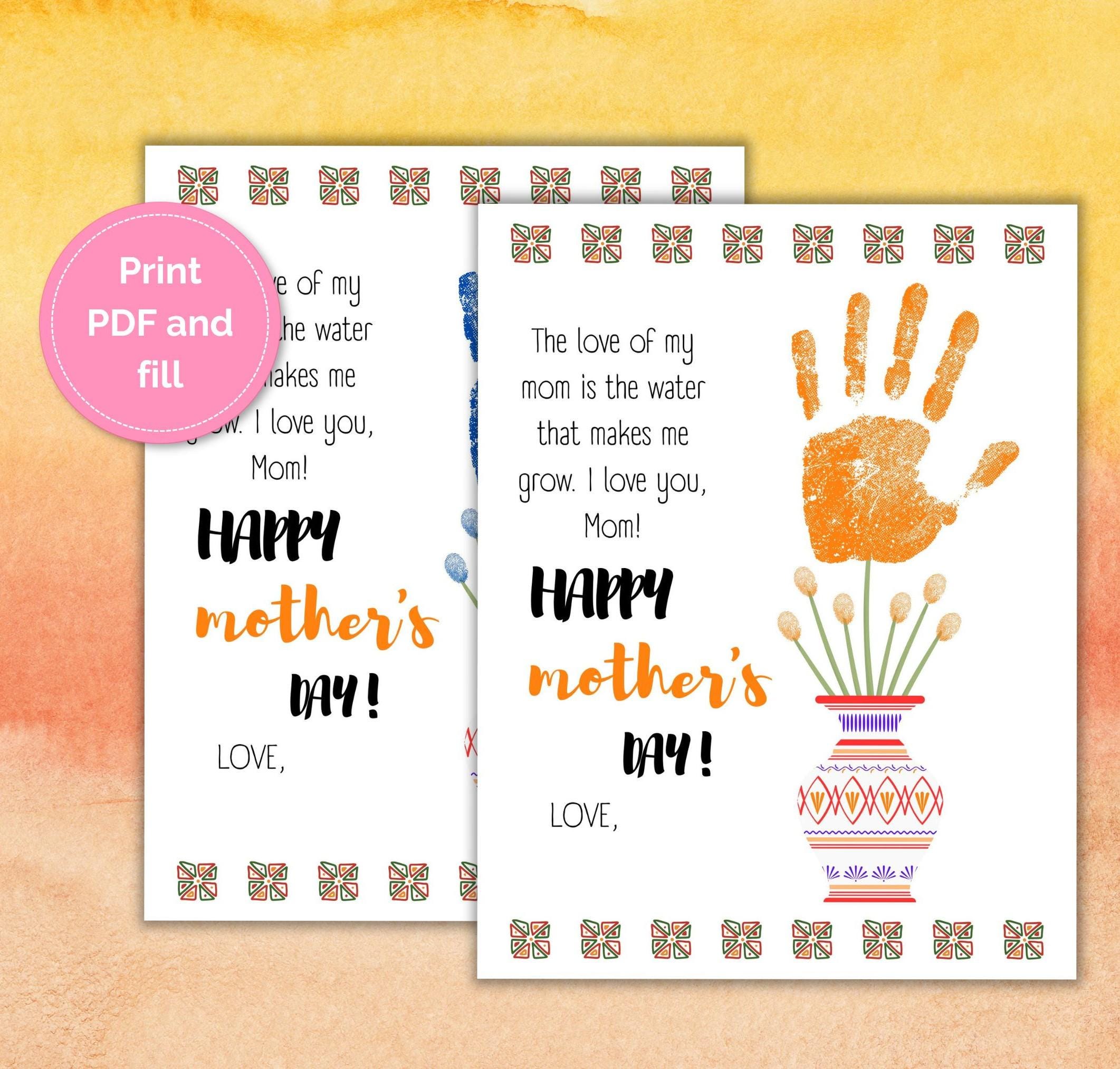 Mother's Day Keepsake Handprint and Fingerprint Craft for Kids ...