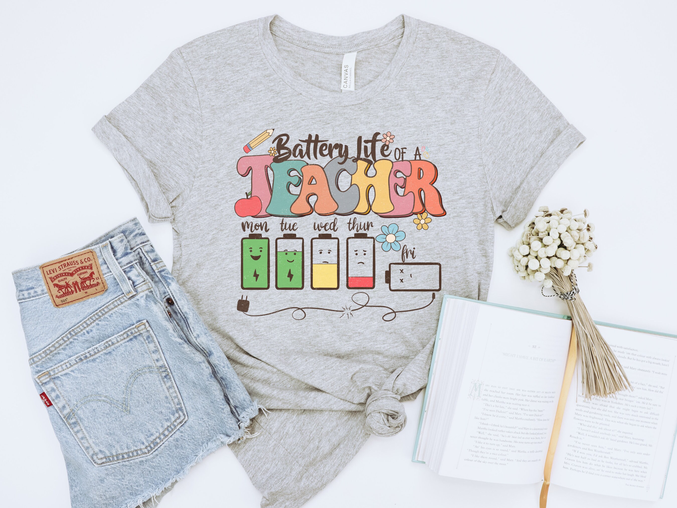 Battery Life of a Teacher, Kindergarten Shirt, Elementary Shirt ...