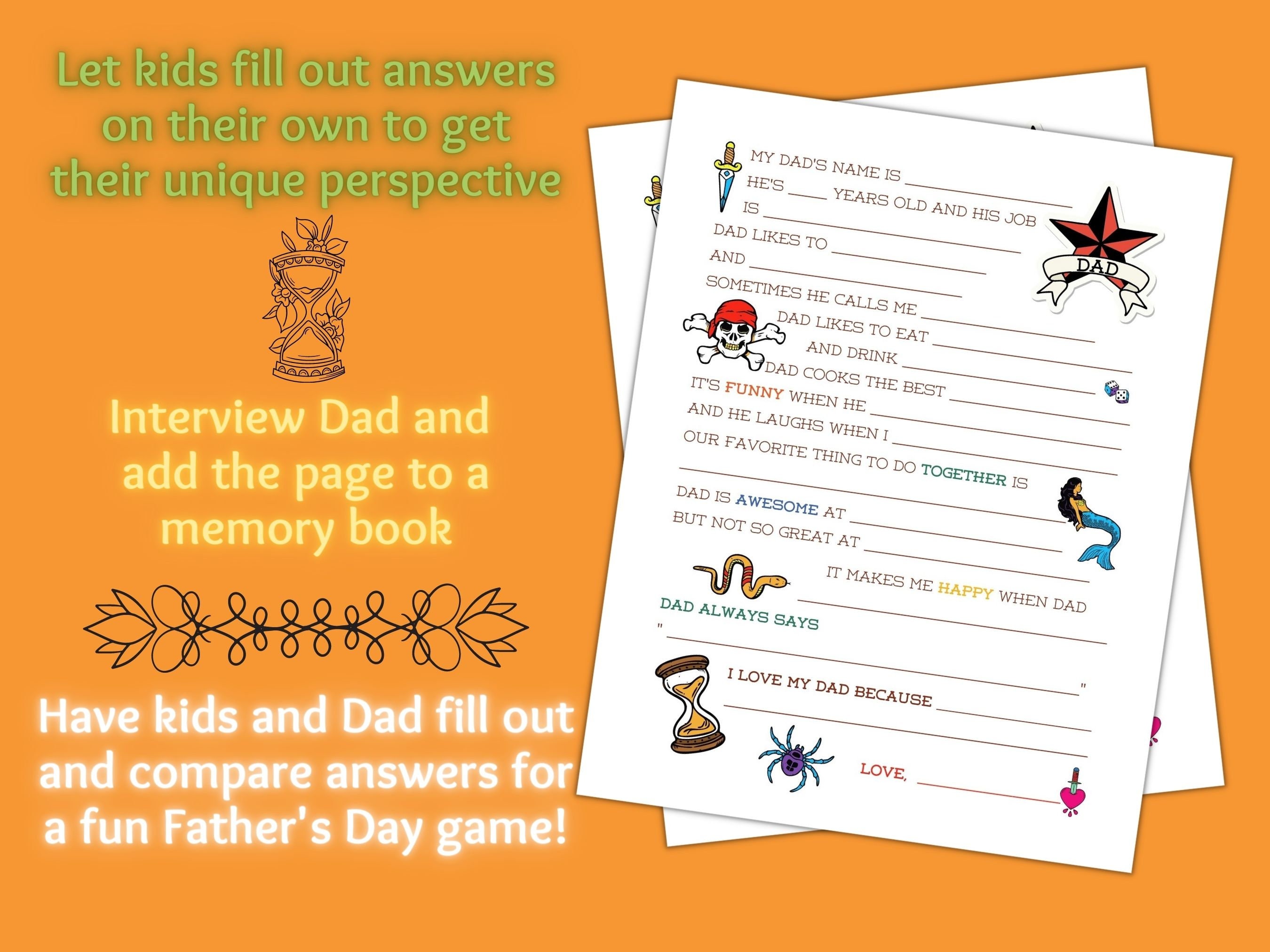 About My Dad Printable Father's Day Questionnaire, Gift From Child ...